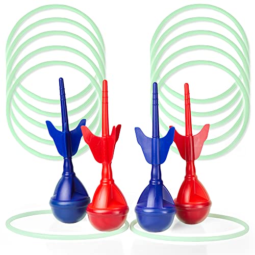Lawn Darts Outdoor Games for Family - Set of 4 Yard Darts with 12 Ring ...